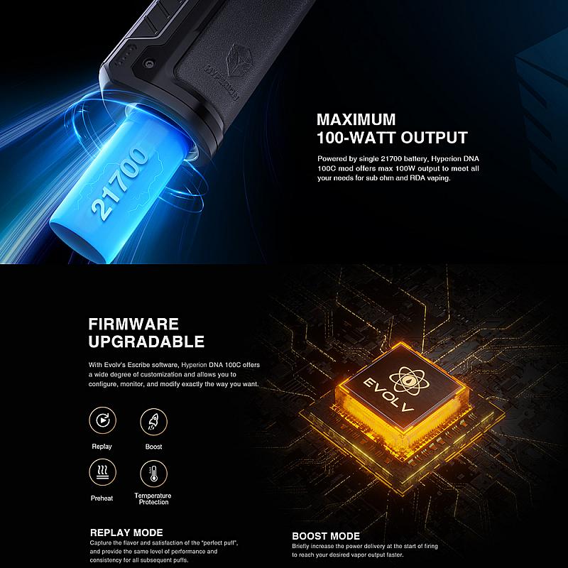 Mod Hyperion DNA 100C - Lost Vape - Black Calf Leather Voore.ro