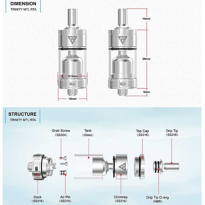 Atomizor Trinity MTL RTA - Ambition Mods - Gunmetal Voore.ro