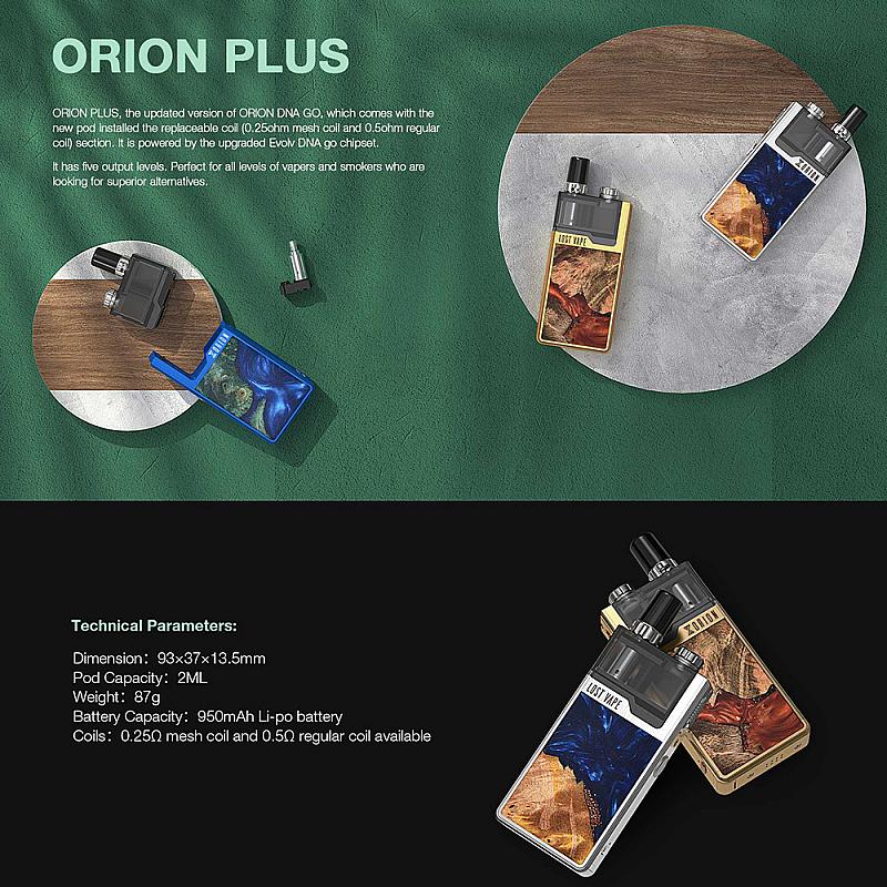 Kit Orion Plus DNA Lost Vape - Silver Ocean Scallop Voore.ro