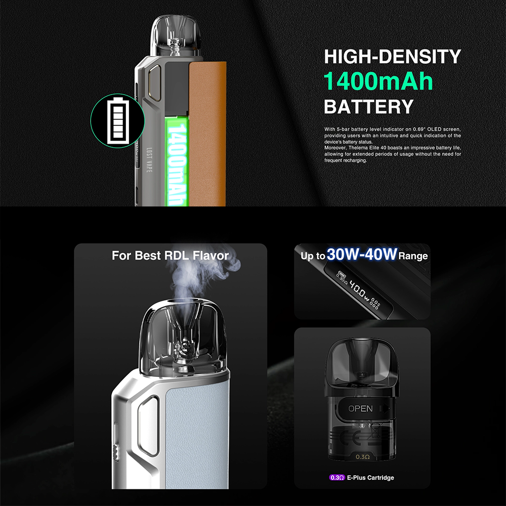 Kit Thelema Elite 40W - Lost Vape - Midnight Black Voore.ro
